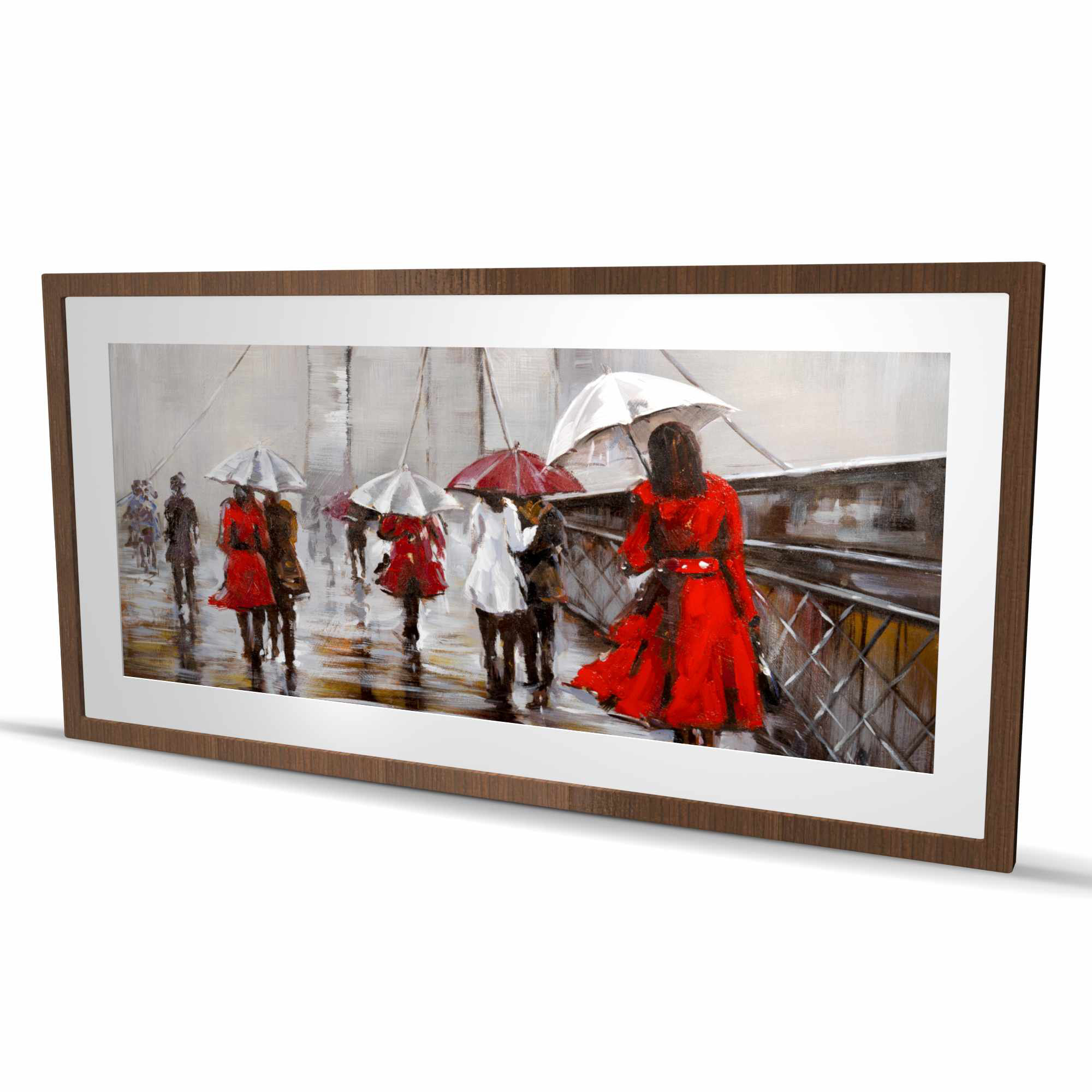 Lark Manor™ Walk on the Brooklyn Bridge - Red Contemporary Framed Print ...