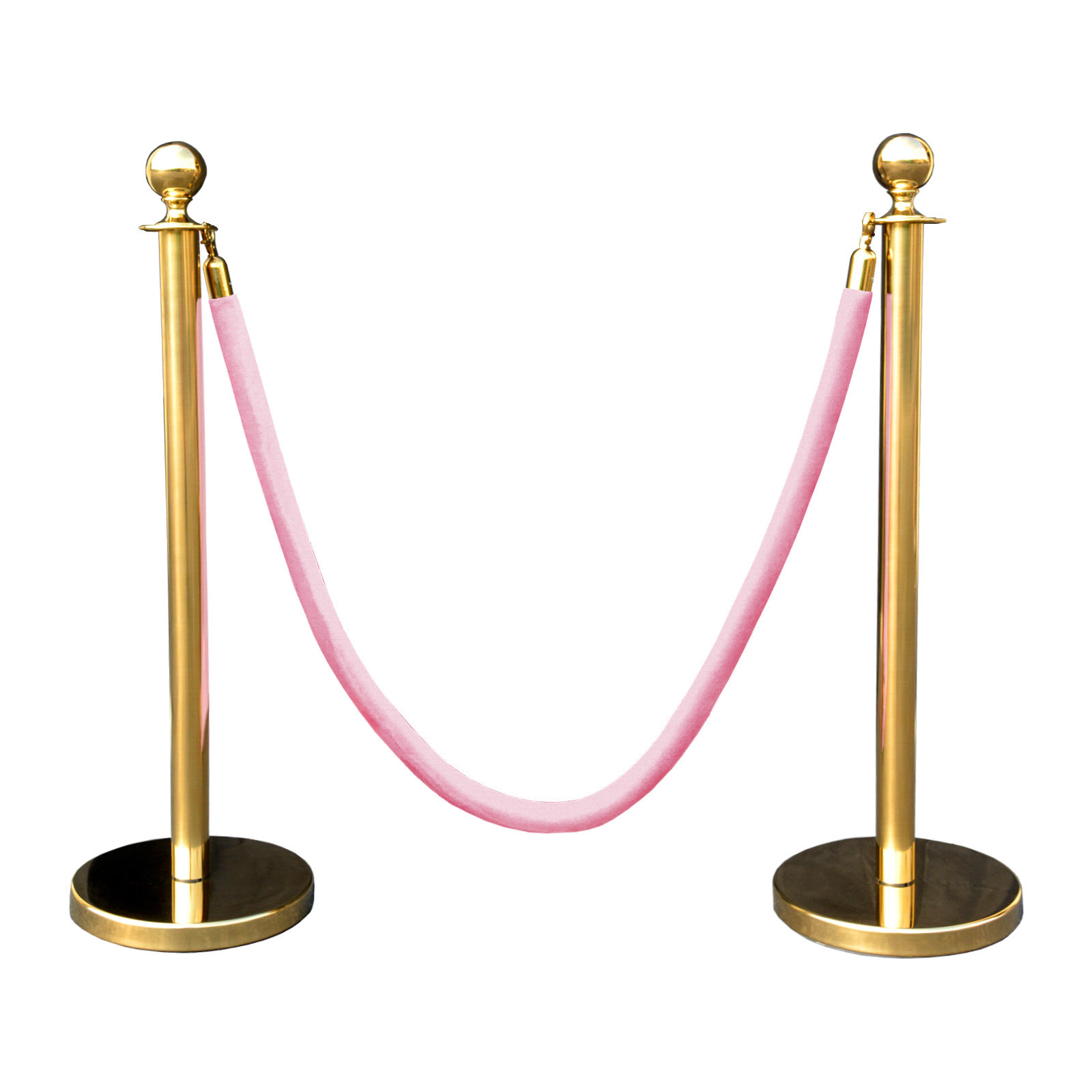 VIP Crowd Control Rope Stanchion (2 Gold Crown Top/Flat Base + 6' Pink ...