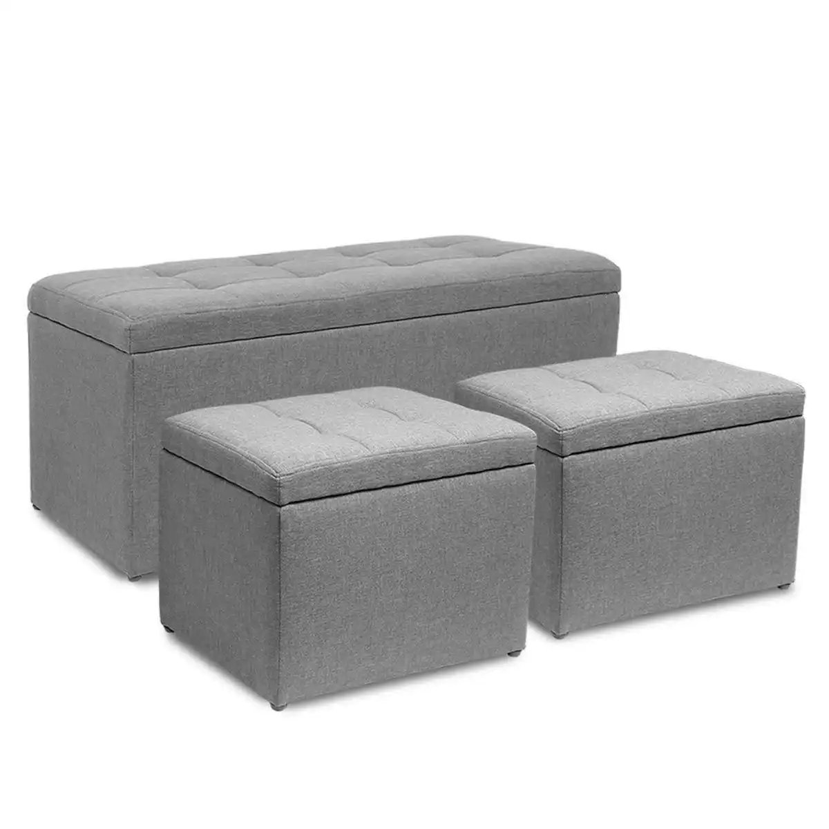 MoNiBloom Upholstered Tufted Linen Stool Lift Top Storage Ottoman Bench ...