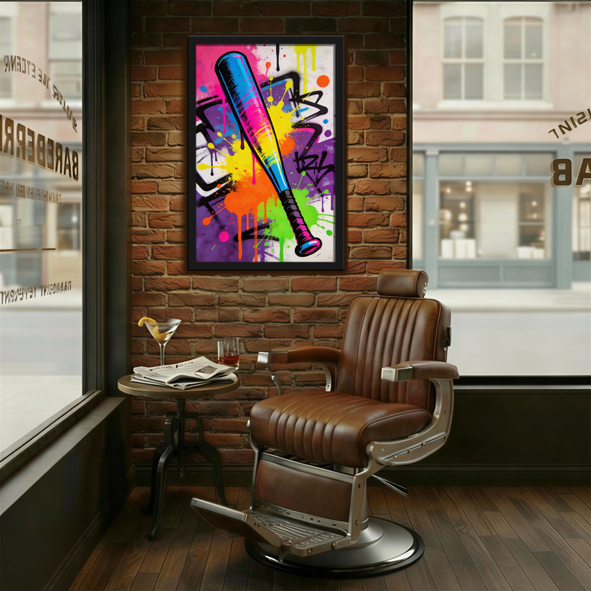 Winston Porter Fashion Colorful Bat Graffiti Art Print Canvas | Wayfair