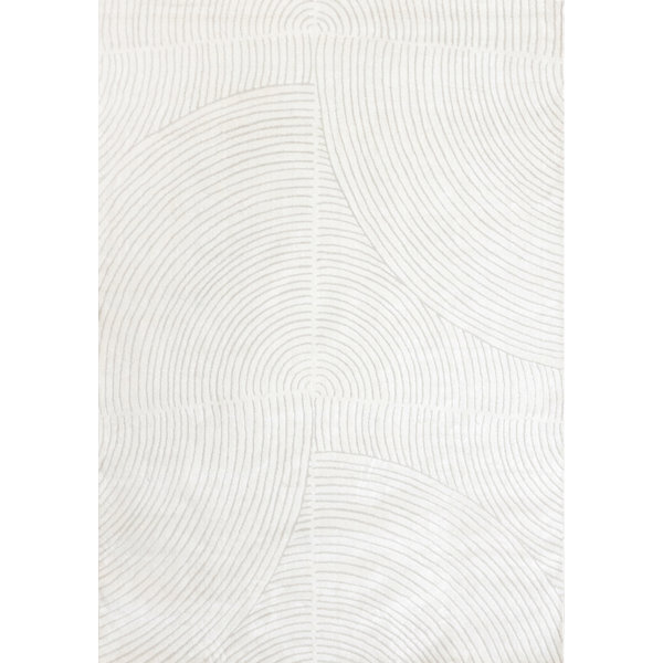 Hokku Designs Didina Textured Cream Curves Indoor Stain Resistant Area ...