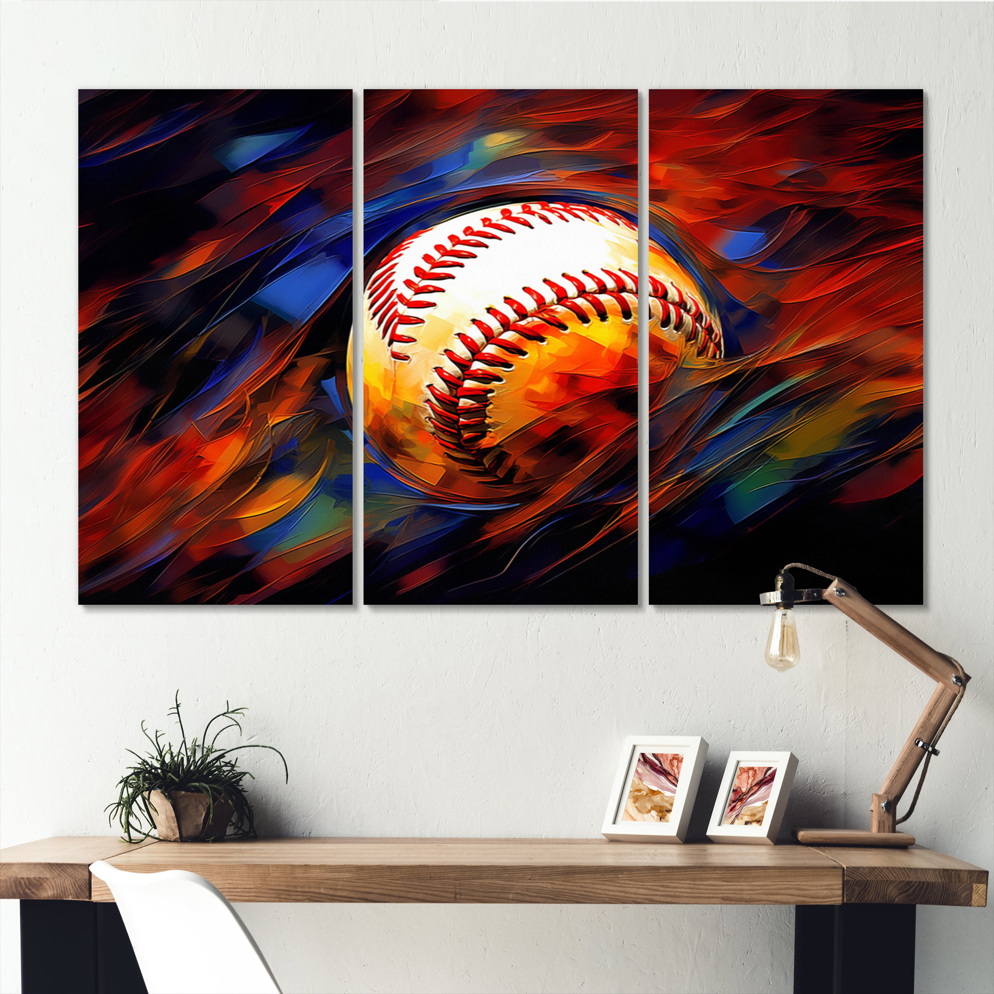 Design Art Baseball Abstract Glory I - Sports Metal Wall Art Set | Wayfair