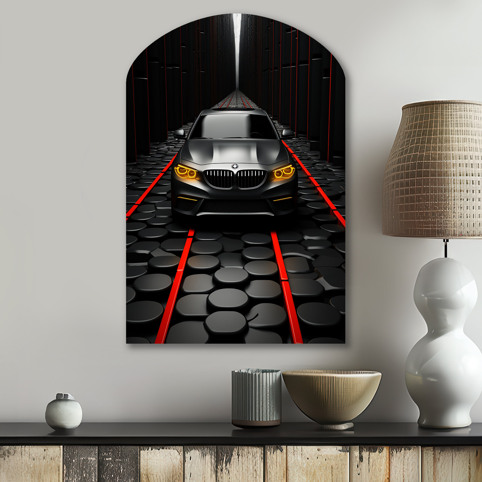 Design Art Black Car Abstract Background - Road Arch Shape Assymterical ...
