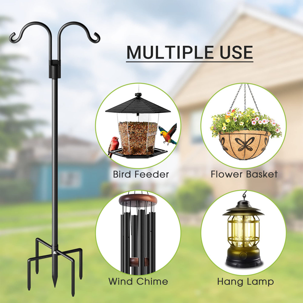 Arlmont & Co. Double Shepherds Hooks For Outdoor, Heavy Duty Bird ...