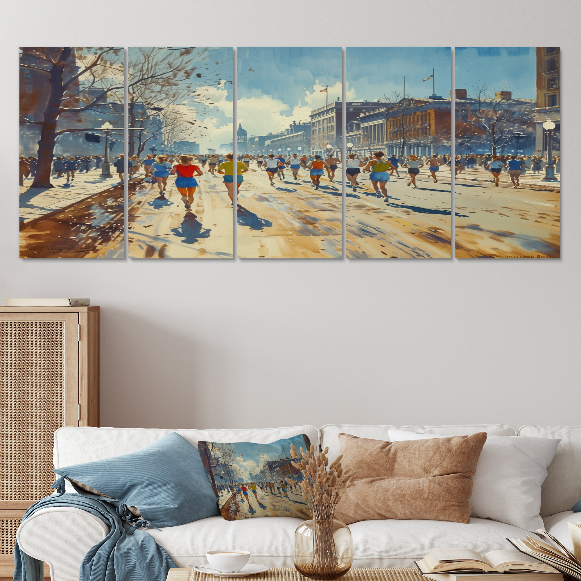 Lark Manor Running Marathon In Boston - Running Wall Art Print Set ...