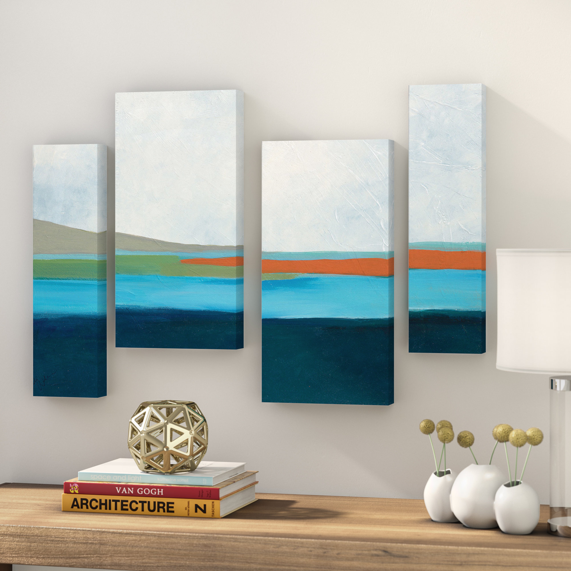Ebern Designs 'Layered Earth 4' by Jan Weiss 4 Piece Painting Print on ...