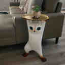 Latitude Run® Modern Cat Side Table Floor Resin Figurine with Gold Tray ...