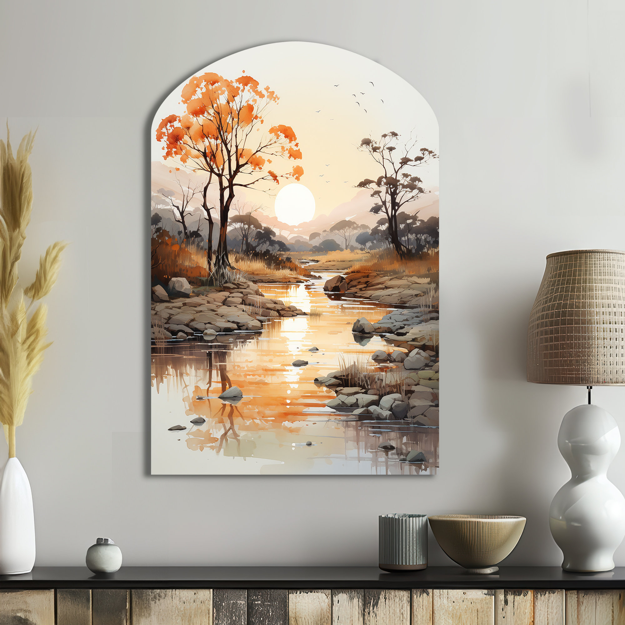 Design Art Orange Grey African Valley - Africa Arch Shape Irregular ...