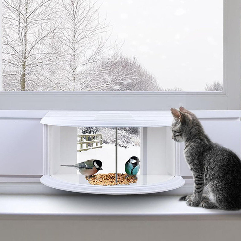 Arlmont & Co. Window Mount Bird Feeders- 180° Clear View Bird Feeder ...