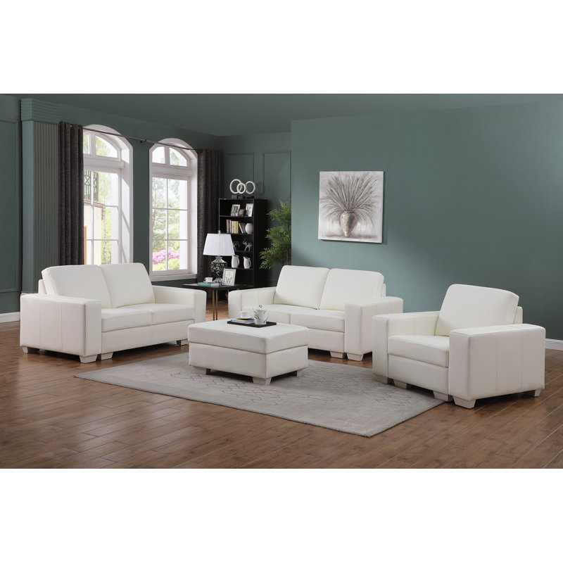 Wade Logan® Bunkley 4 Piece Genuine Leather Living Room Set & Reviews ...