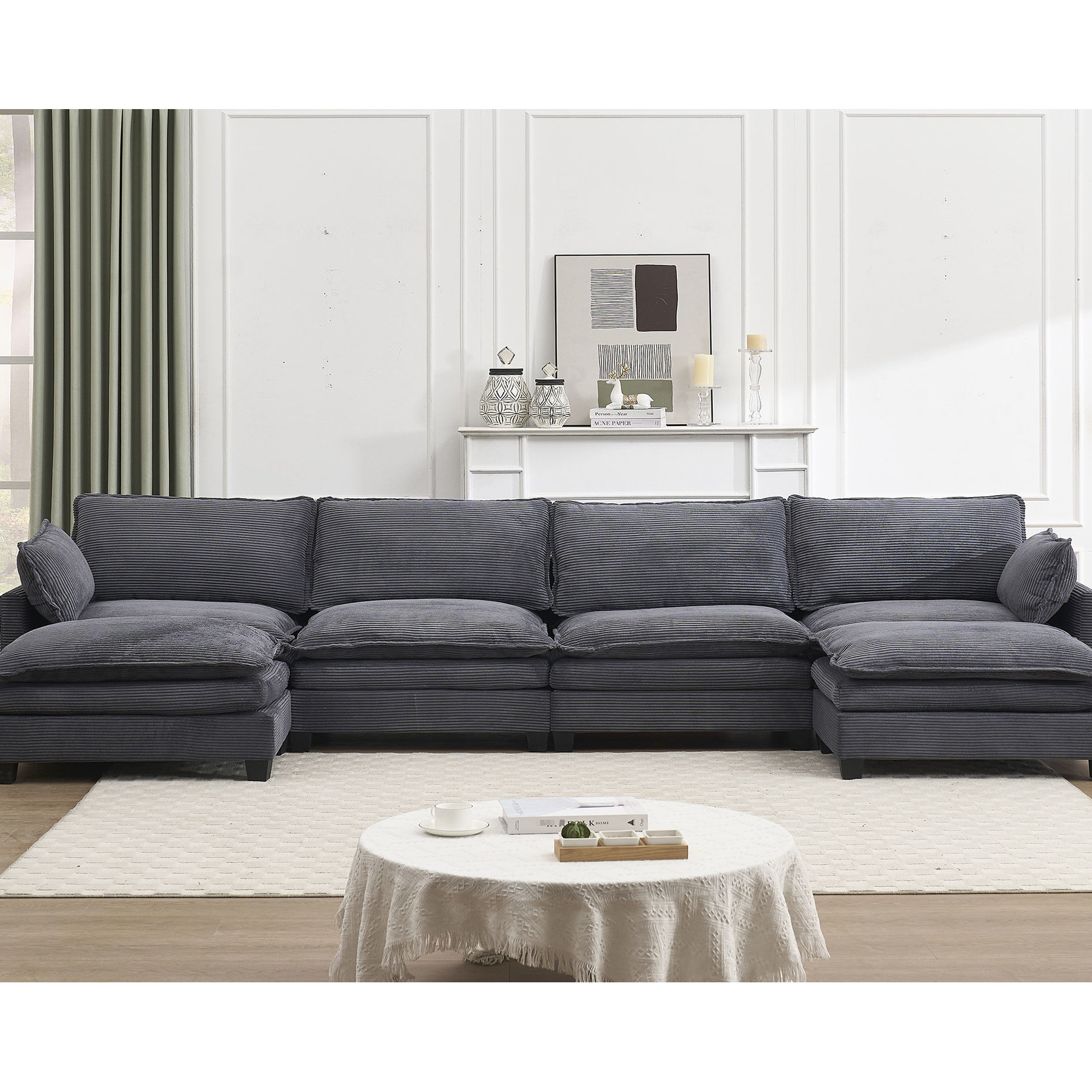 RoseateRustic Fluffy Velvet With 2 - Deep Seat Comfy Couch For Living ...