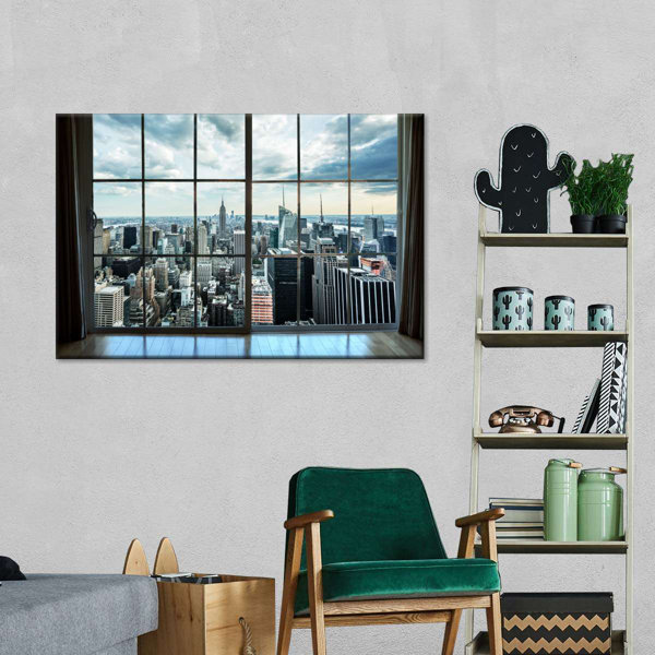 Latitude Run® New York City Window Canvas Print On Canvas Print | Wayfair