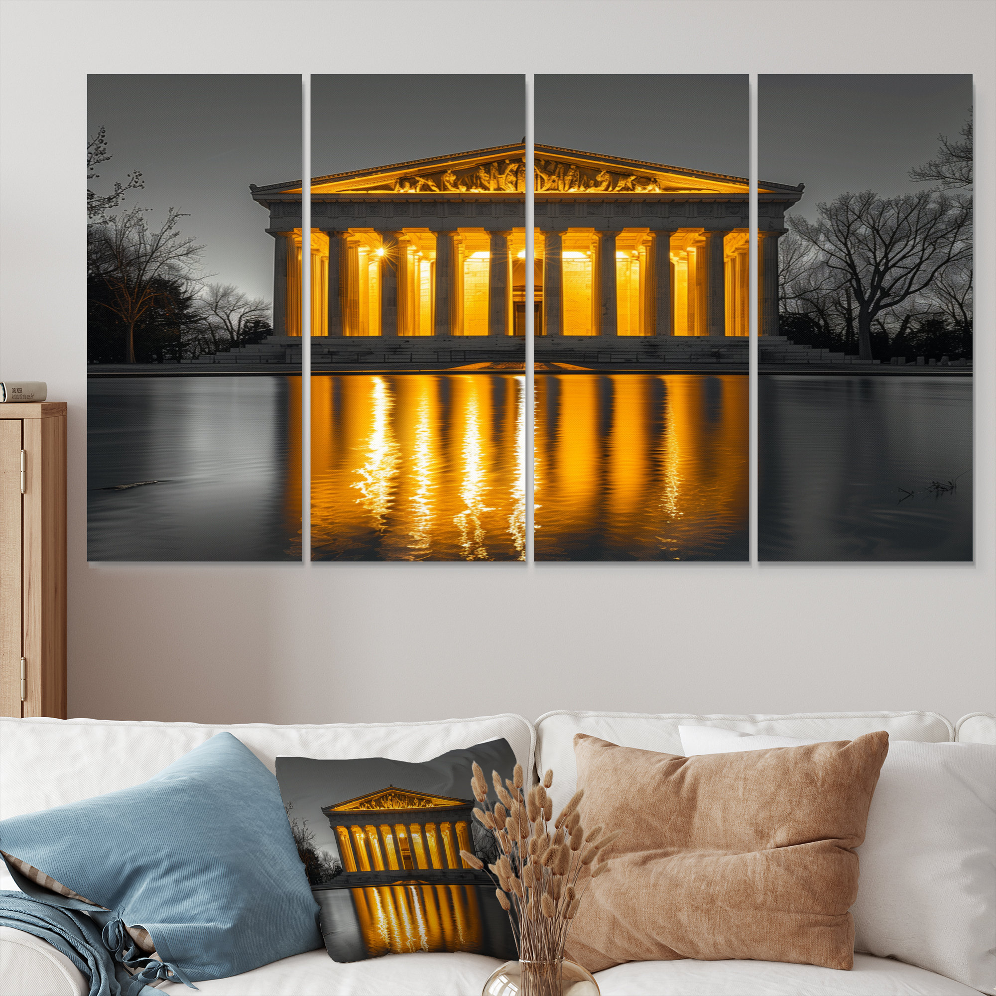 Latitude Run® Yellow Grey Winter Lincoln Memorial Monument Photo ...
