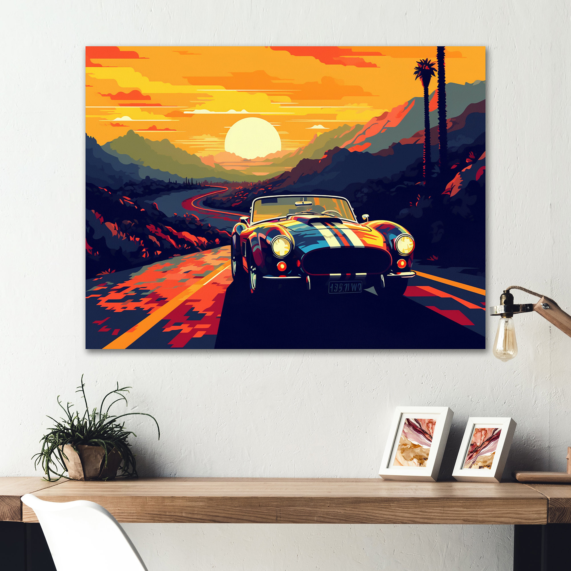 Bayou Breeze Blue And Yellow Vintage Car Charisma II - Retro Car Metal ...