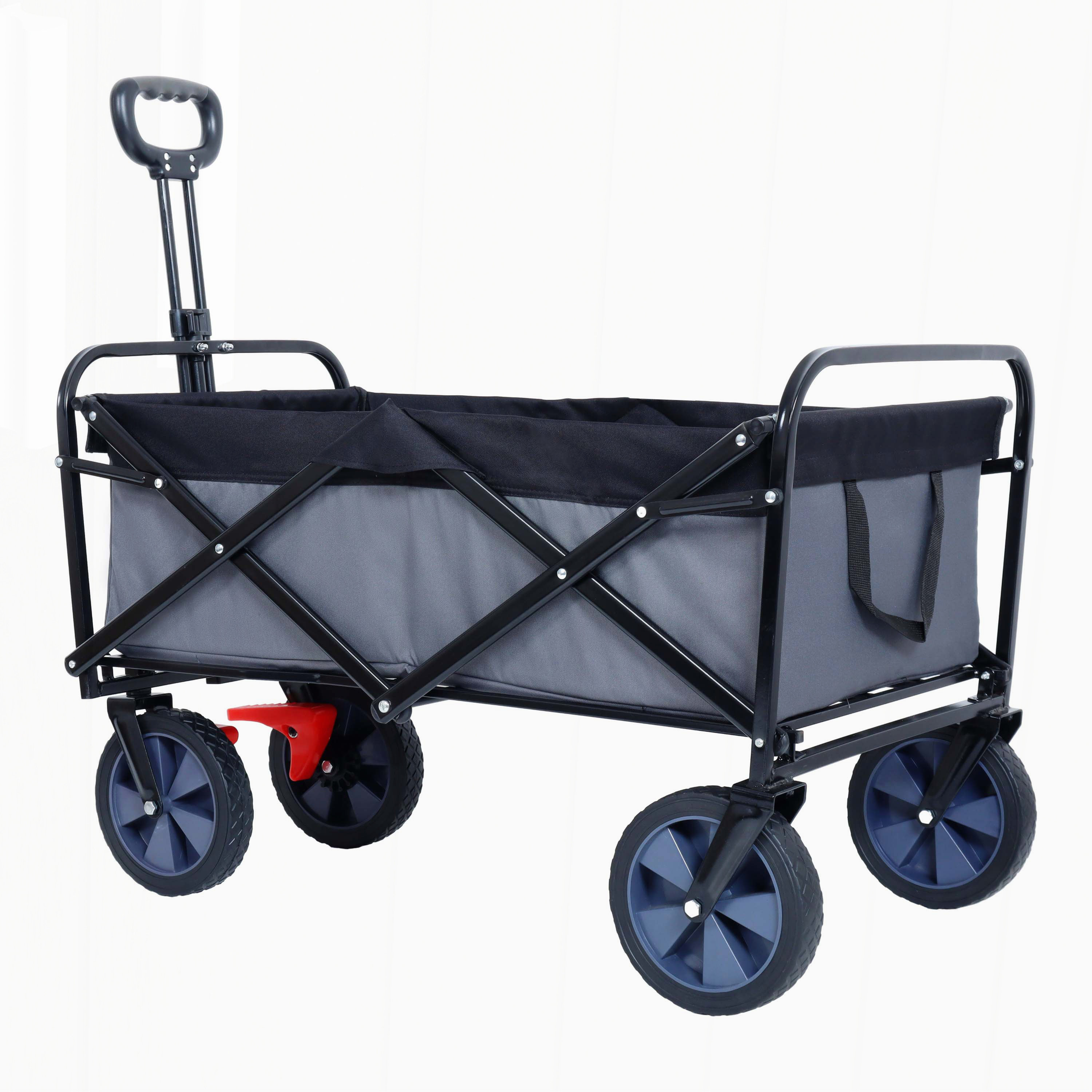 Wateday Collapsible Wagon Cart Foldable,Wagons Carts Foldable with Wheels with Drink Holders,for ...