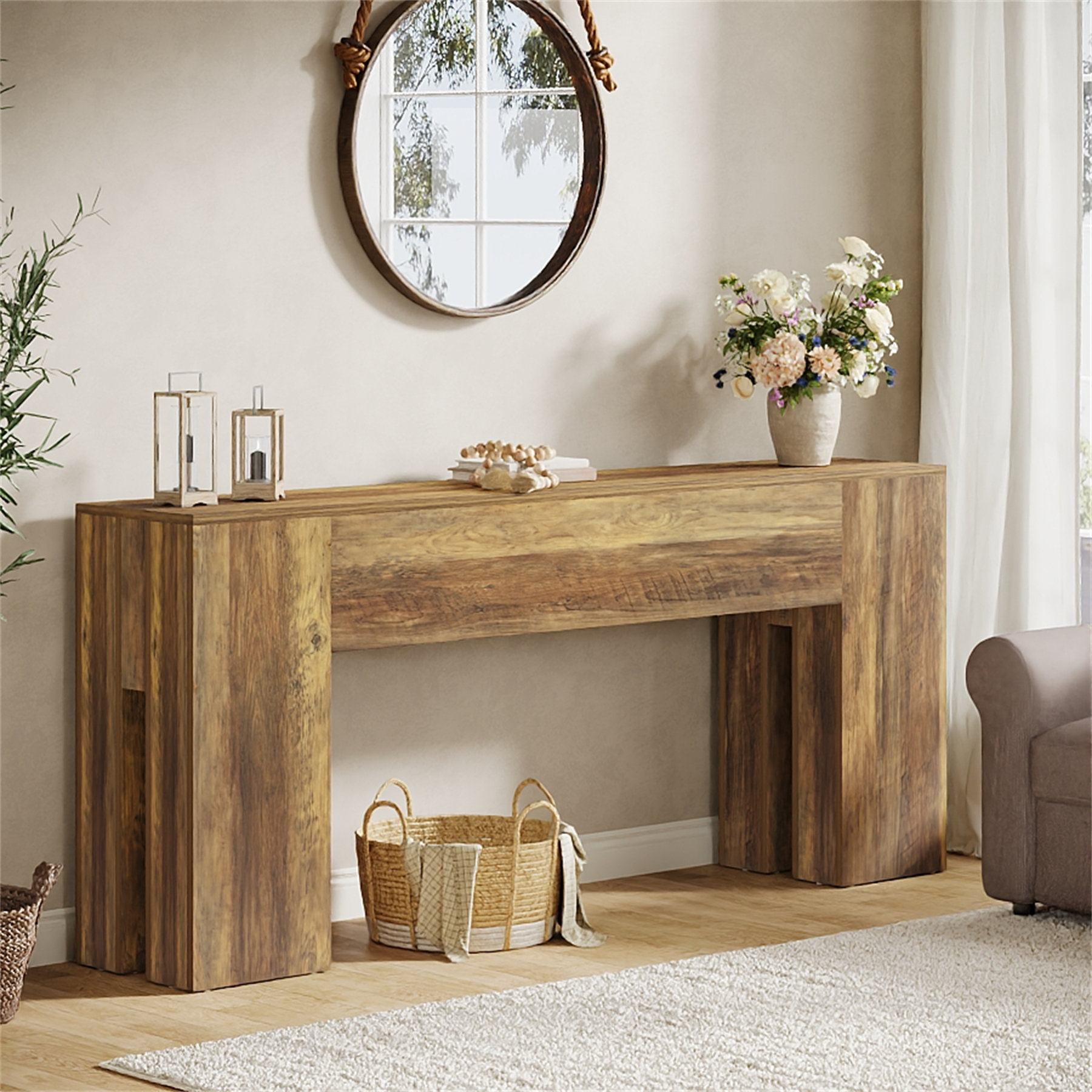 TribeSigns Console de 71 po pour le vestibule, long canapé derrière le ...