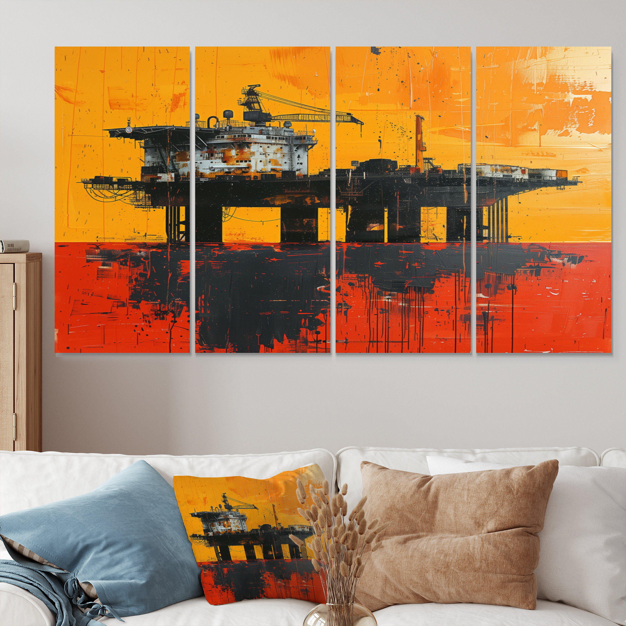 Winston Porter Orange Black Oil Plateform Ocean Drill - Oil Rigs ...