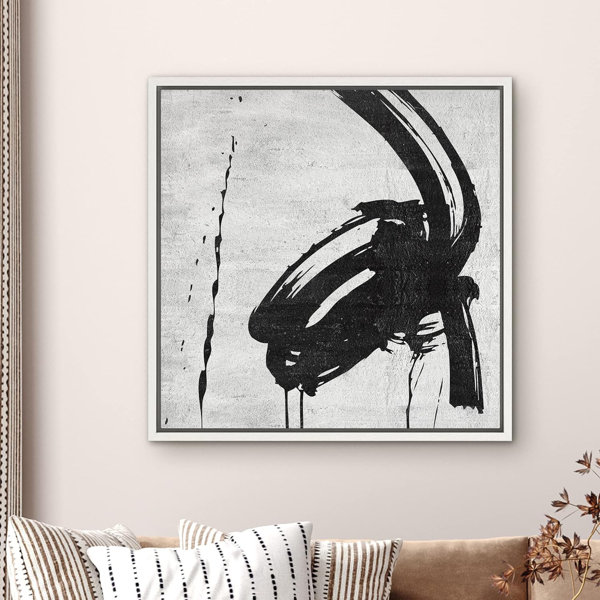 wall26 Texture Effect Abstract Black Ink Painting Organic Modern Canvas ...