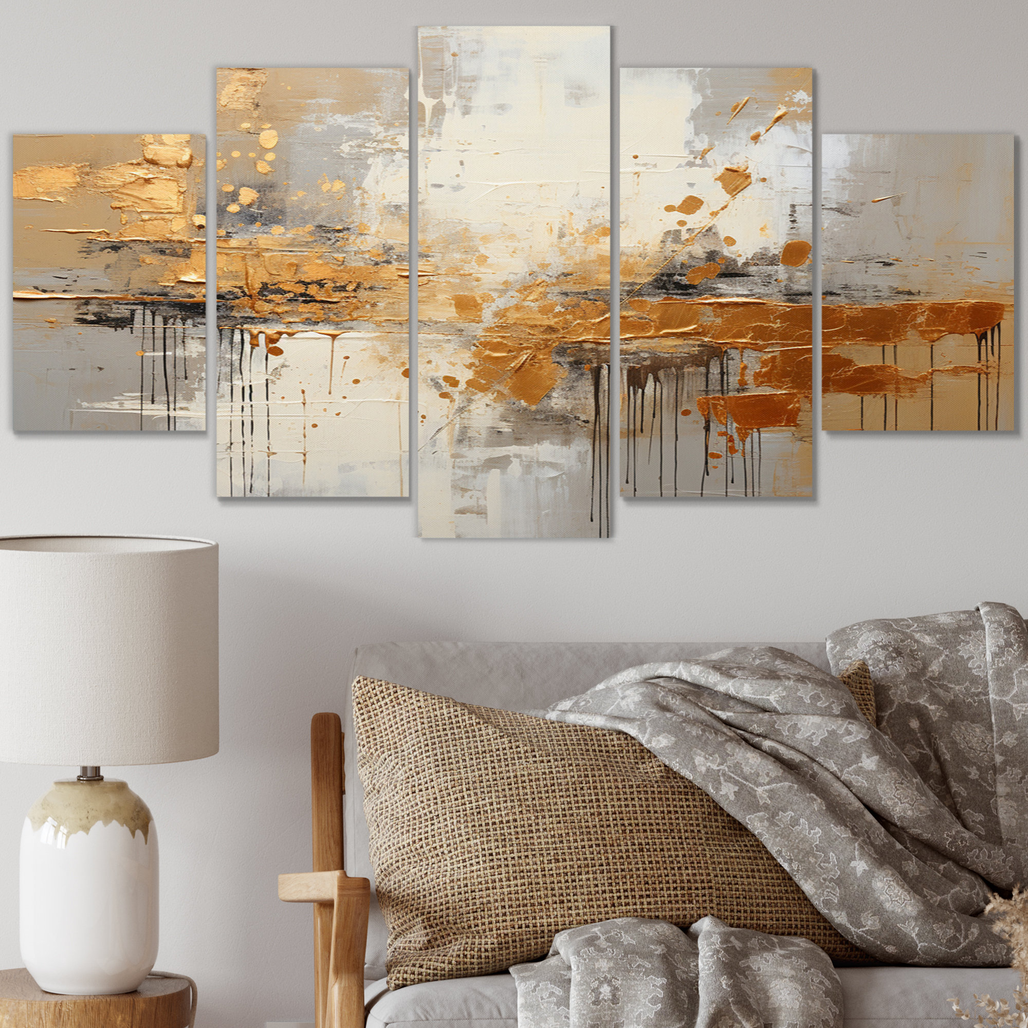 Wrought Studio Golden Gleam III - Abstract Collages Wall Art Print - 5 ...