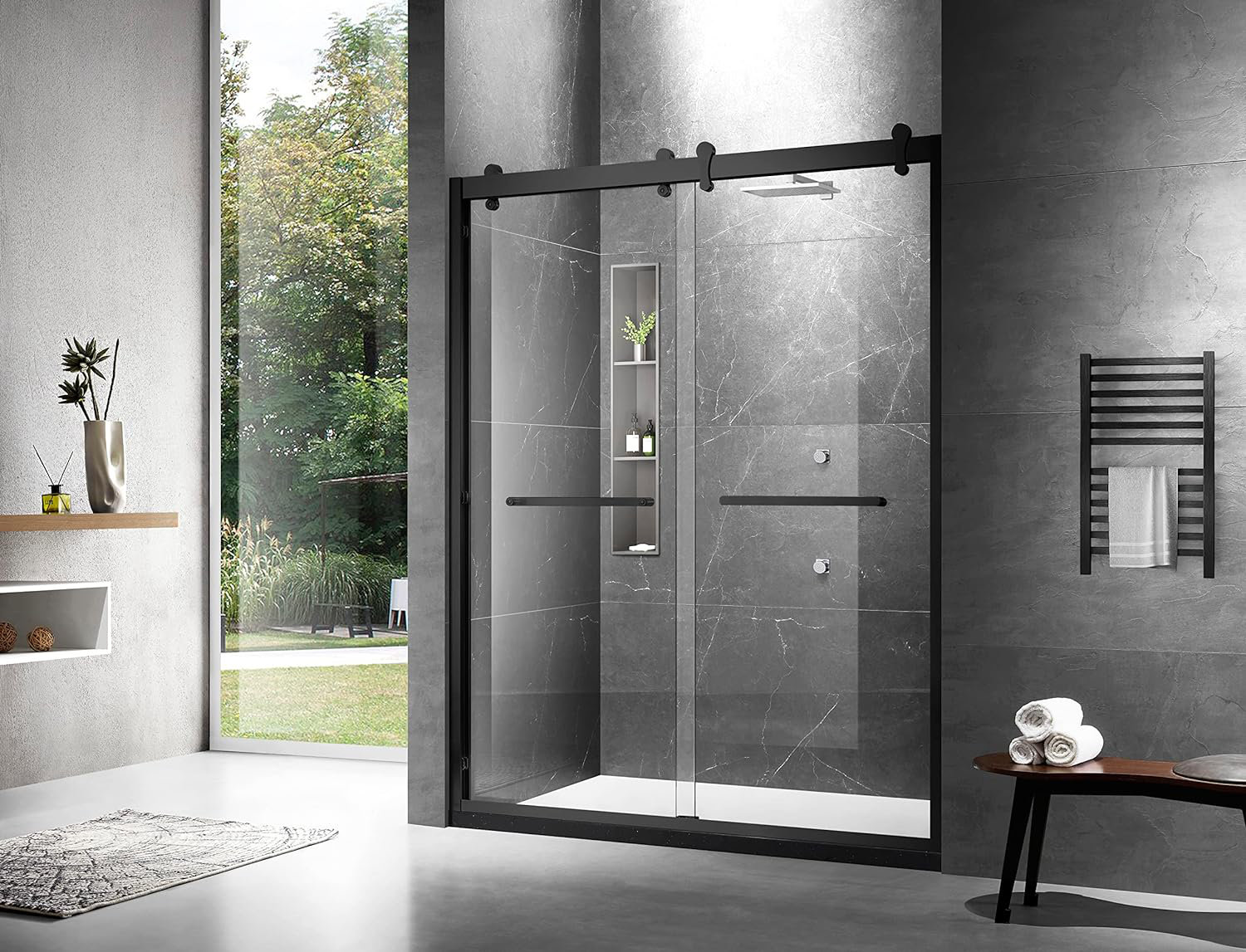 MoSweet 72'' - W x H Door Framed Shower Door with Crystal X Tech Water ...