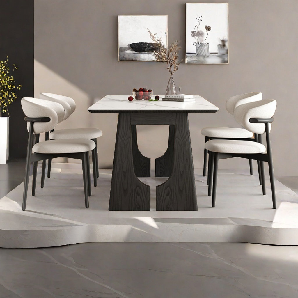 LJIA home Vintage black rectangular slate dining table set | Wayfair