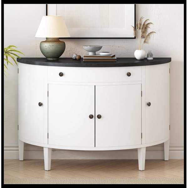 Latitude Run® Curved Design Storage Cabinet made of Fraxinus ...