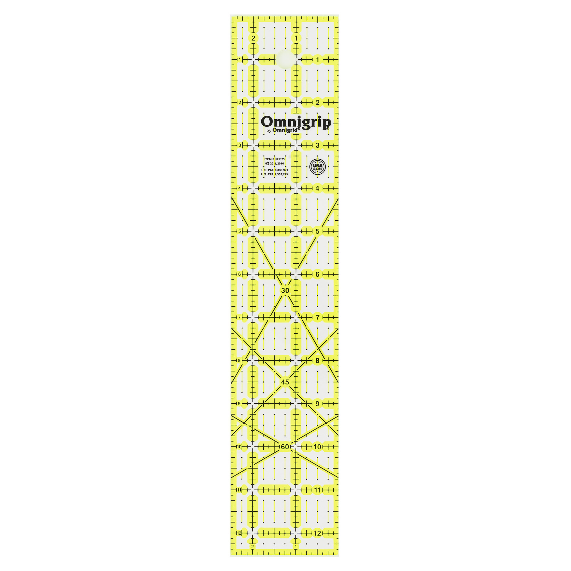 Omnigrid Omnigrip 2-1/2" x 12-1/2" Non-Slip Rectangle Quilting Ruler ...