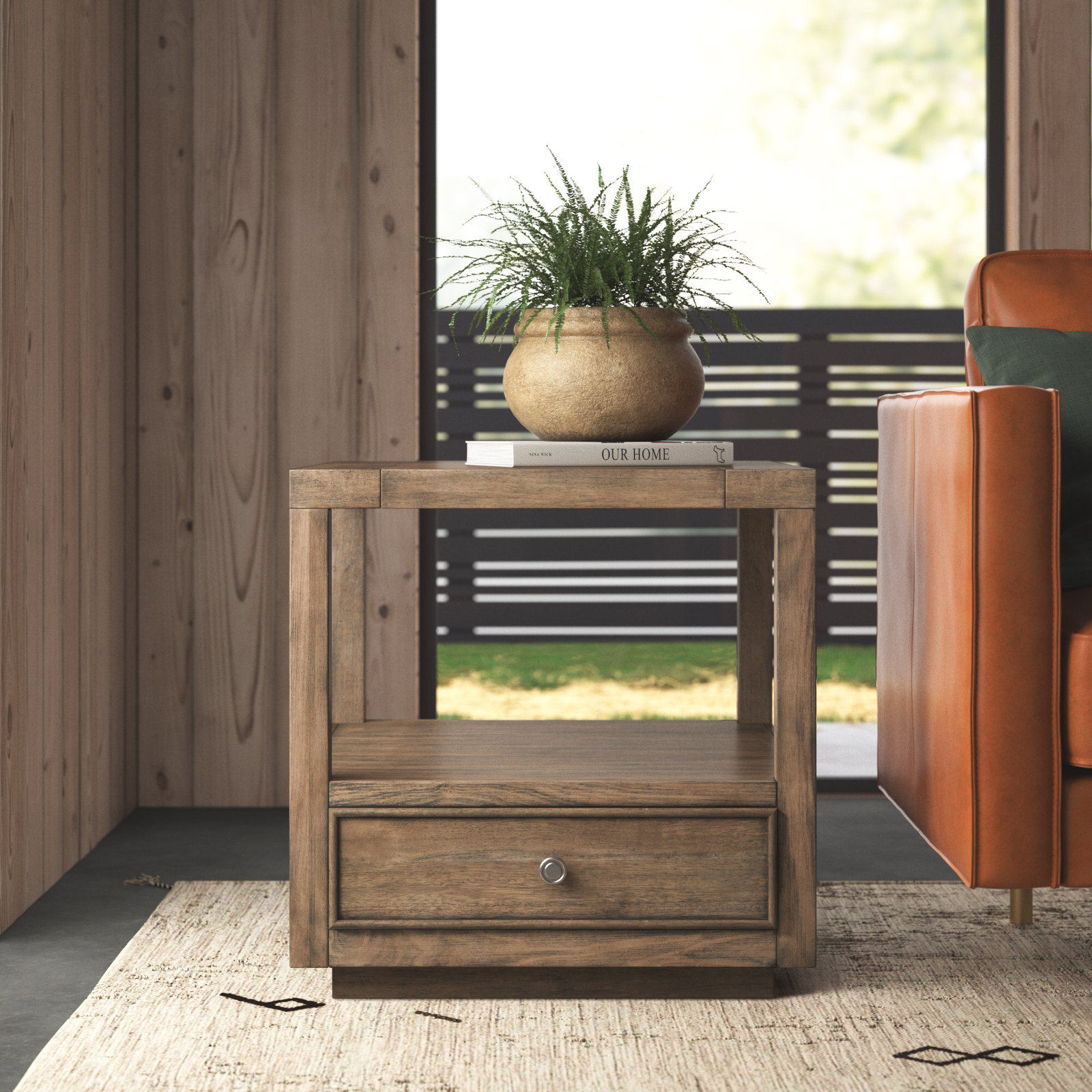 The Twillery Co.® Cabott Imagene Block End Table with Storage and Built ...