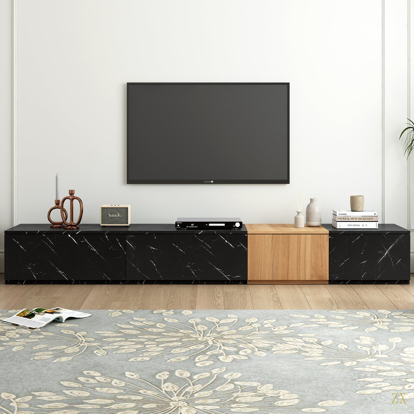 Wrought Studio TV Stand With Walnut Wood Grain Finish For Tvs Up To 88 ...