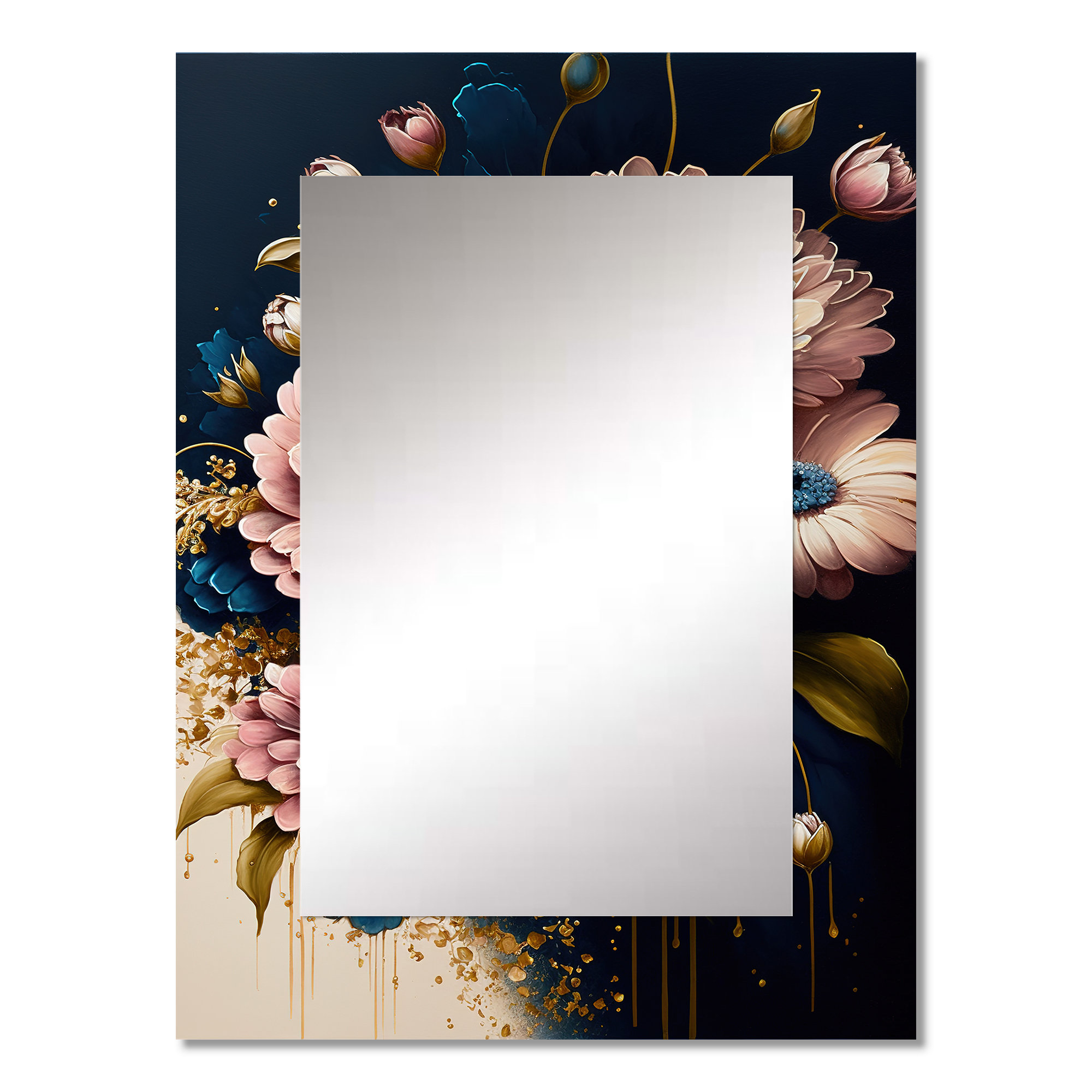 East Urban Home Burgundy And Blue Daisy Bunch I - Daisy Wall Mirror ...