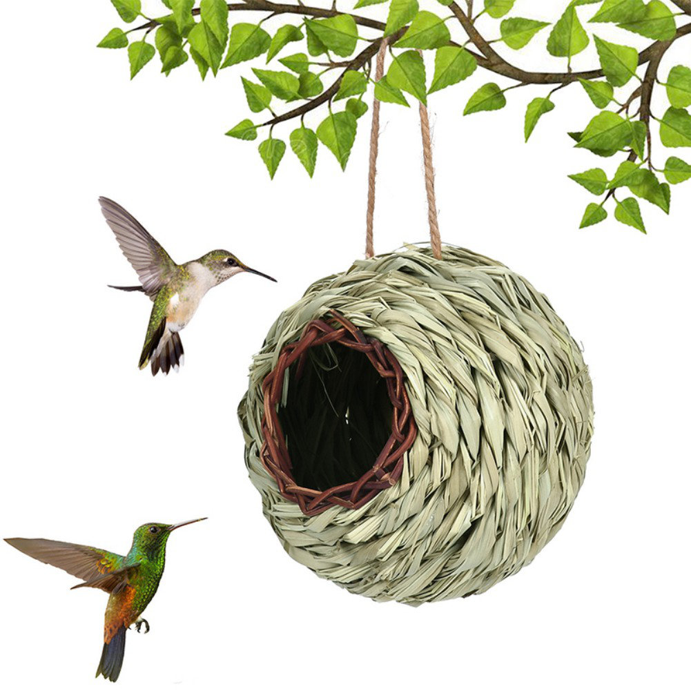 Gracie Oaks Hanging Hummingbird Nest House for Outside Hand Woven Bird ...