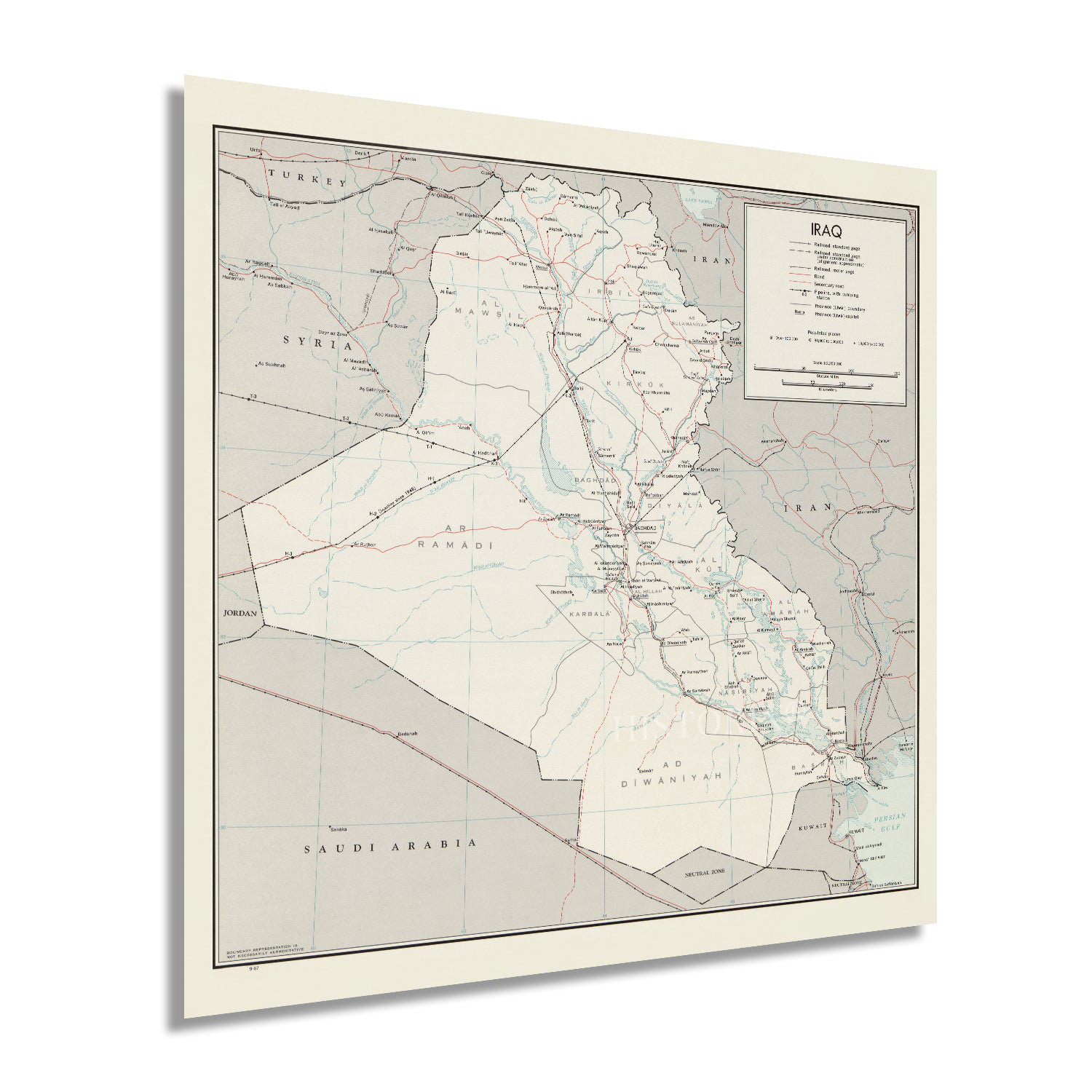HISTORIC PRINTS 1967 Iraq Map Poster - Vintage Map Of Iraq Wall Art ...
