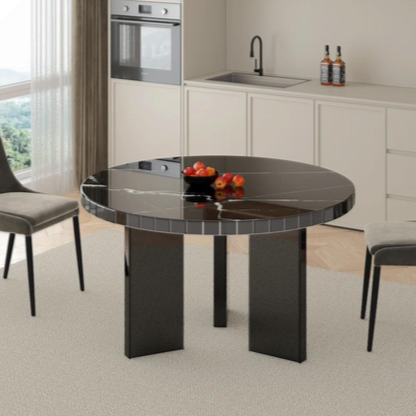Mercer41 48" Round Faux Marble Mirrored Dining Table | Wayfair