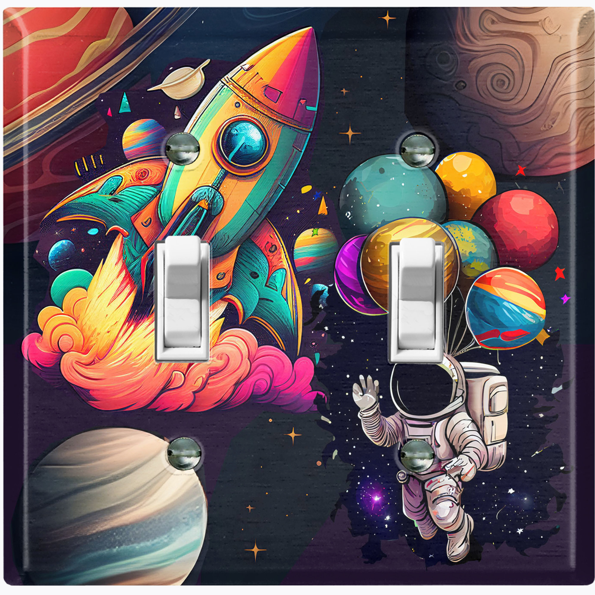 WorldAcc Animated Astronaut Space Ship 2-Gang Toggle Light Switch Wall ...