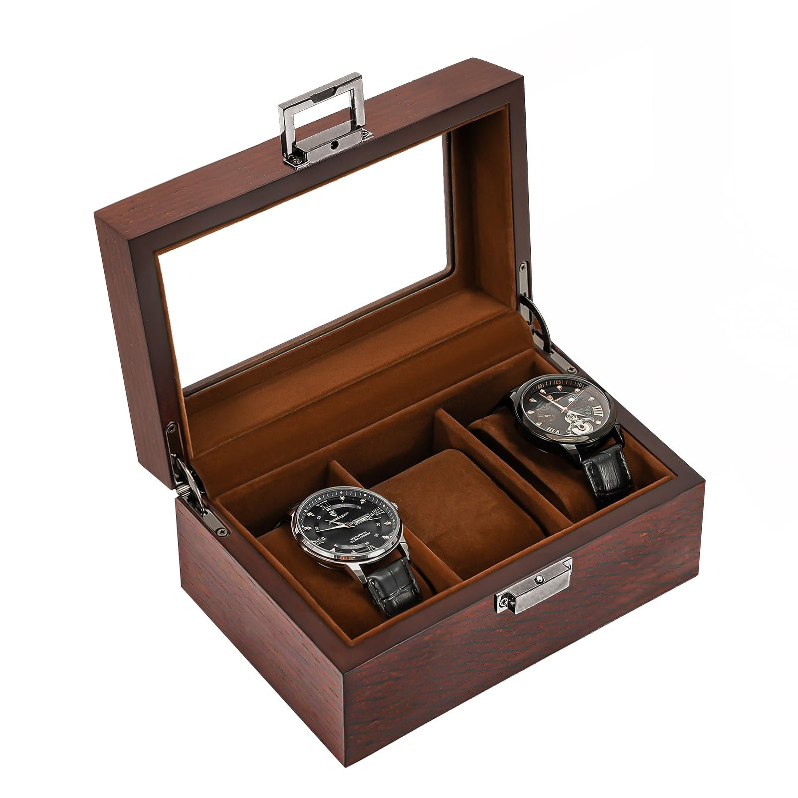 Latitude Run® Wooden Watch Box For Men, 3 Slot Watch Display Case | Wayfair
