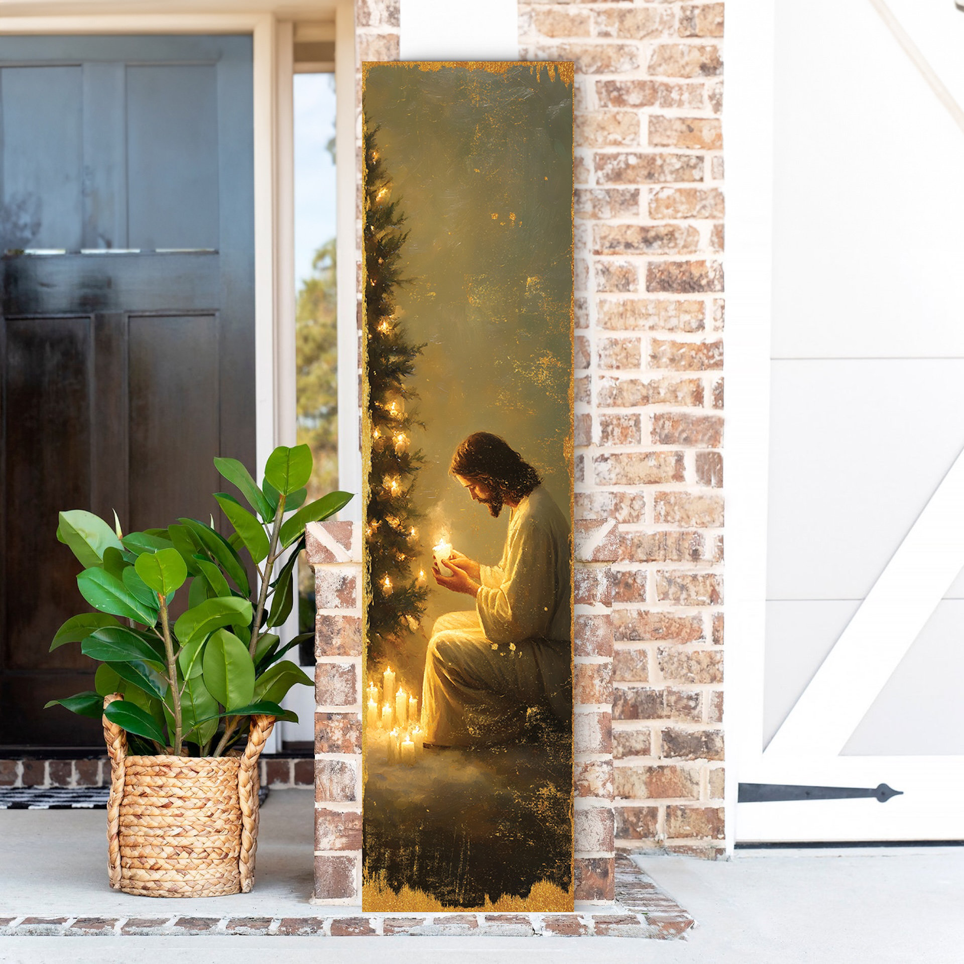 The Holiday Aisle® Jesus Christ Religious Porch Sign | Front Porch ...