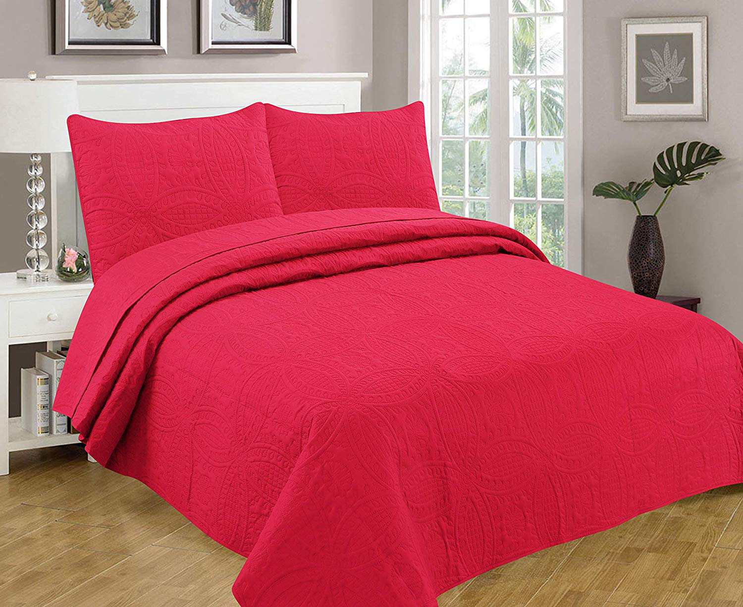 Legacy Decor 3 Piece Coverlet Bedspread Set Reversible Floral Pattern ...