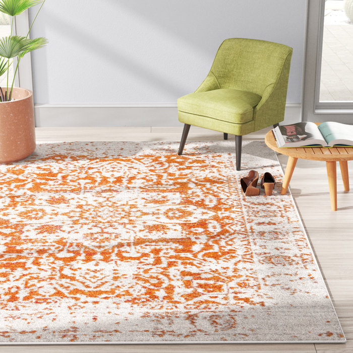 Mistana™ Christa Oriental Orange/Ivory Area Rug & Reviews | Wayfair
