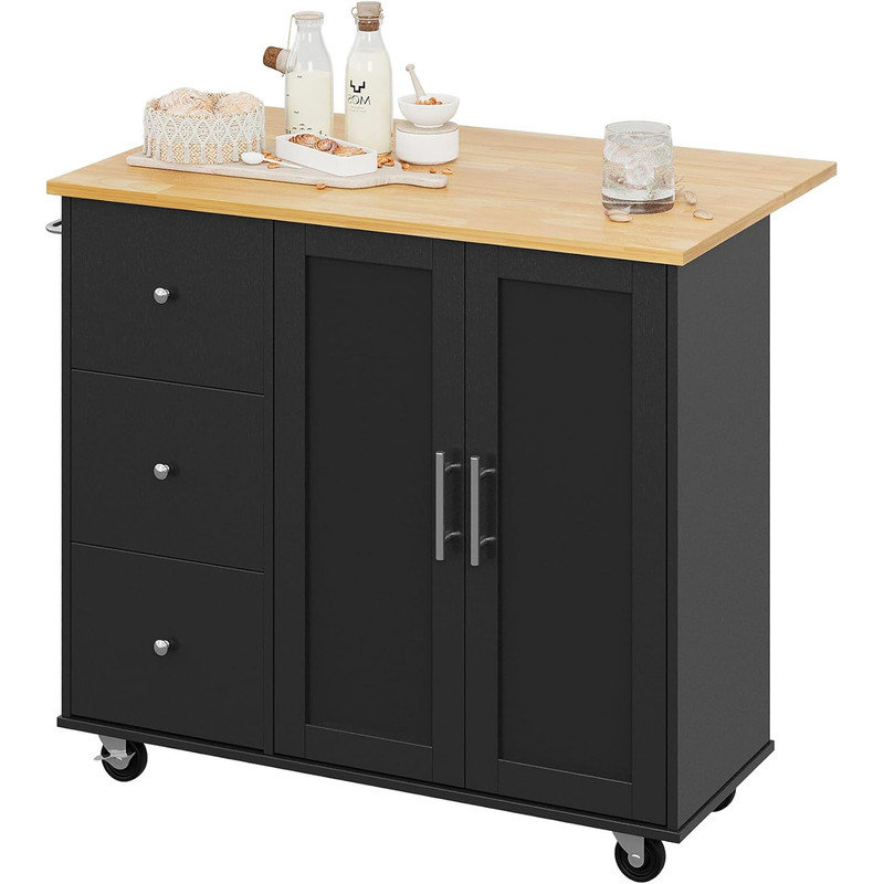 Lark Manor™ Rolling Kitchen Island Cart with Folding Drop Leaf ...
