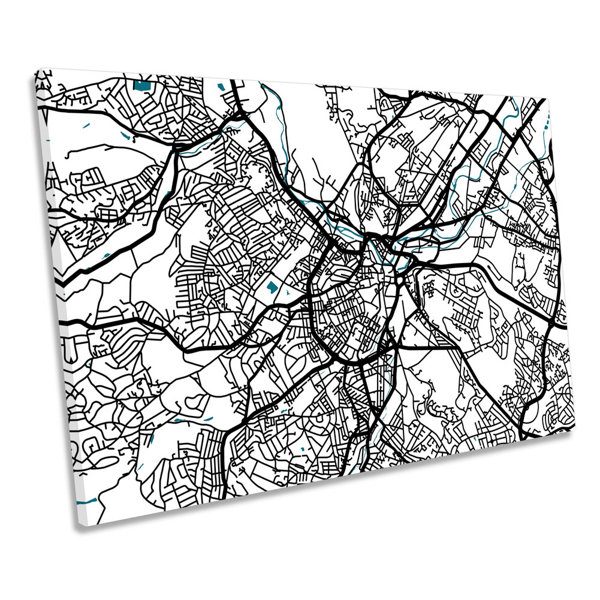 Williston Forge Sheffield Map City Minimalistic Modern - Wrapped Canvas ...