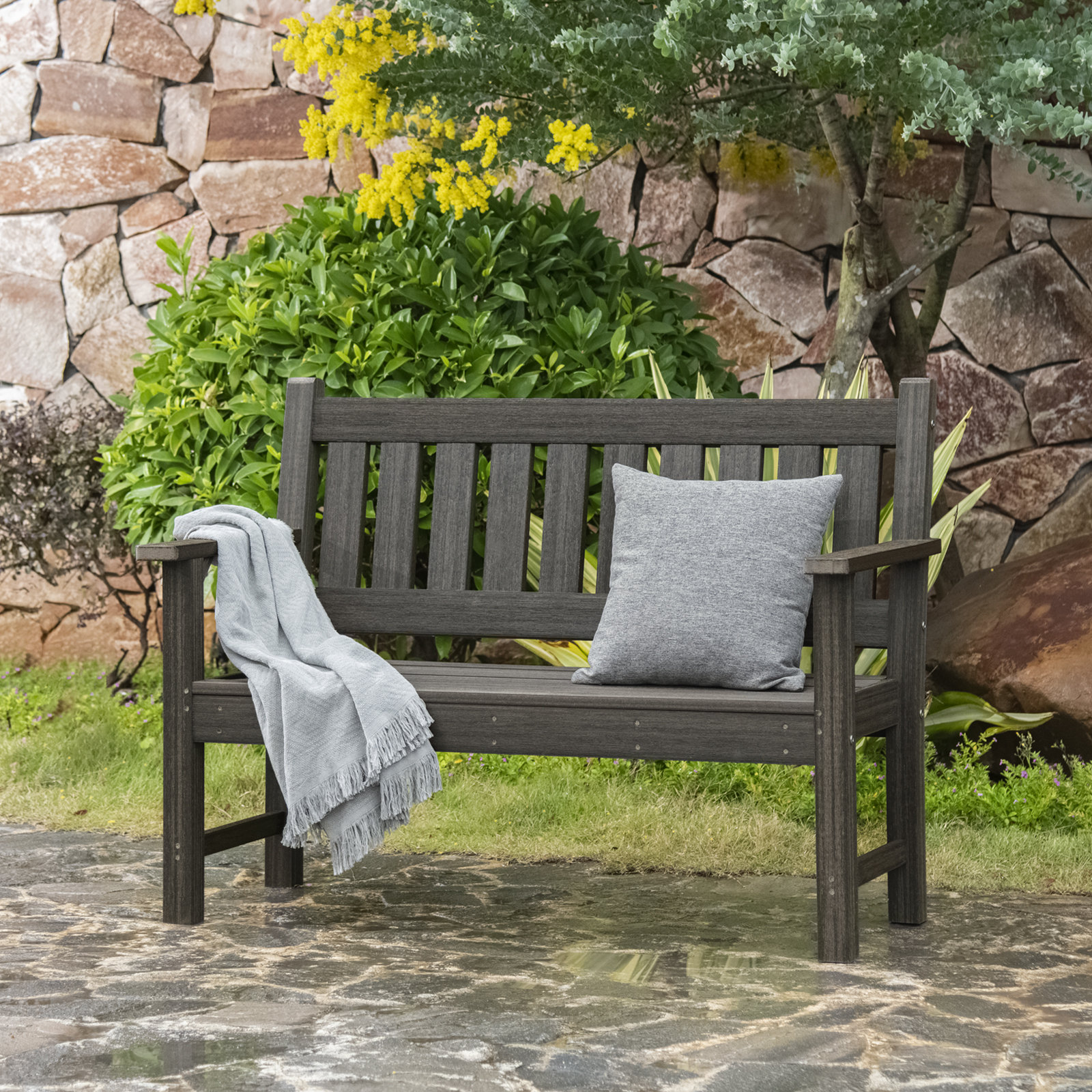 Red Barrel Studio Diontaye Plastic Garden Bench & Reviews | Wayfair
