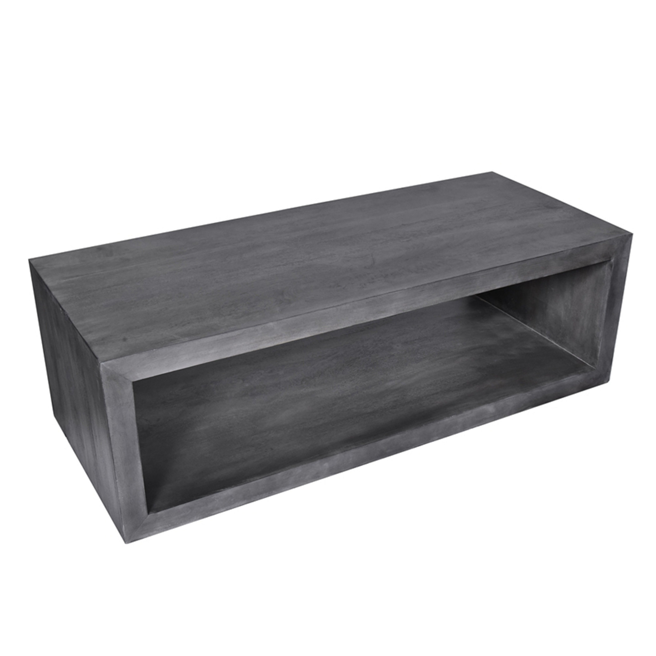 Gracie Oaks 58" Cube Shape Wooden Coffee Table With Open Bottom Shelf ...