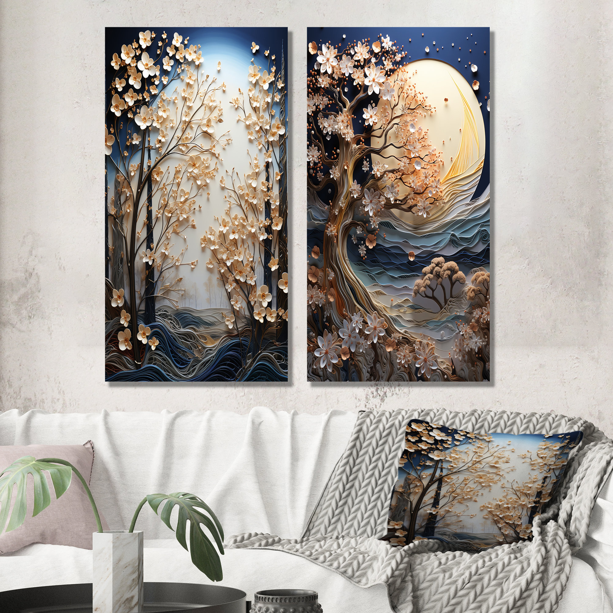 Lark Manor™ Maple Trees Bathed In Silvery Moonlight - Tree Maple Metal ...