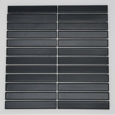TheMosaicFactory 6" x 1" Straight Edge Porcelain Grid Mosaic Sheet Tile ...