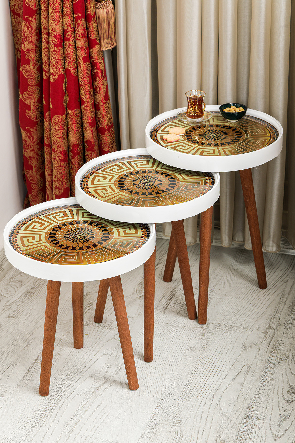 East Urban Home Kalagher Glass Tray Top 3 Legs Nesting Tables | Wayfair