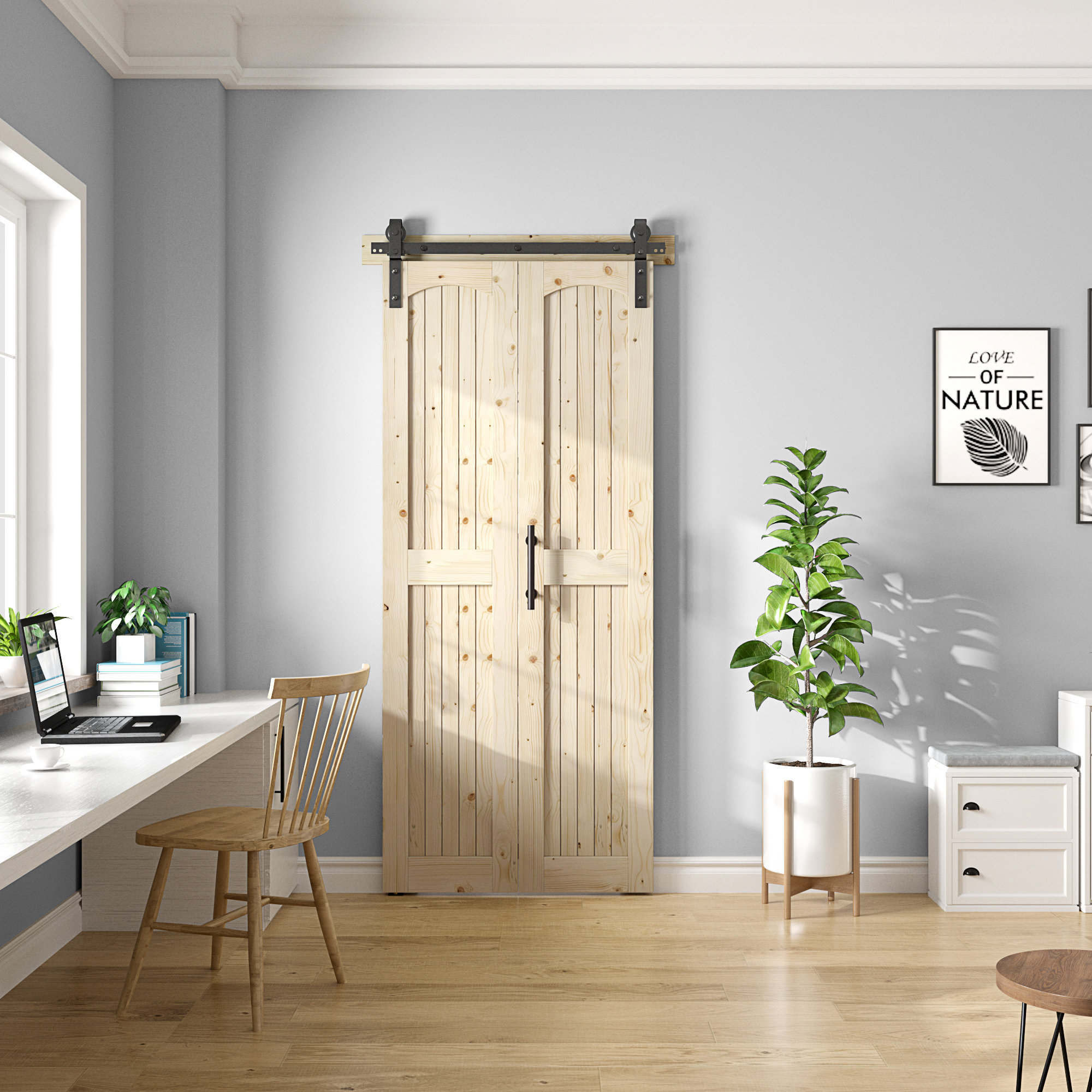 Coast Sequoia 84'' Assembled Solid Wood Bi-Fold Barn Doors with ...