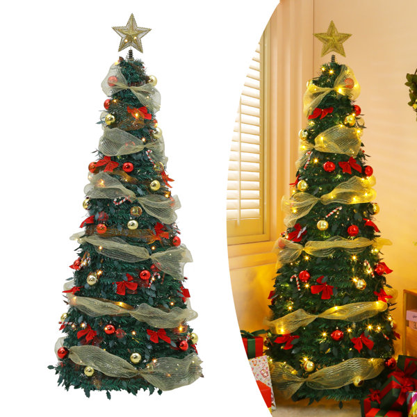 The Holiday Aisle® 6ft Prelit Pop Up Christmas Tree With Remote Control ...