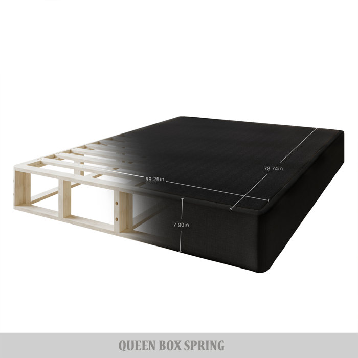 Alwyn Home Tawnya 8'' Wood Box Spring with Black Linen Cover & Reviews ...