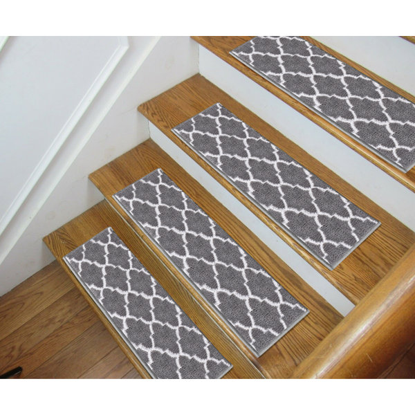 Red Barrel Studio® Stair Treads 9x28in Gray/White Non Slip Stair Rugs ...