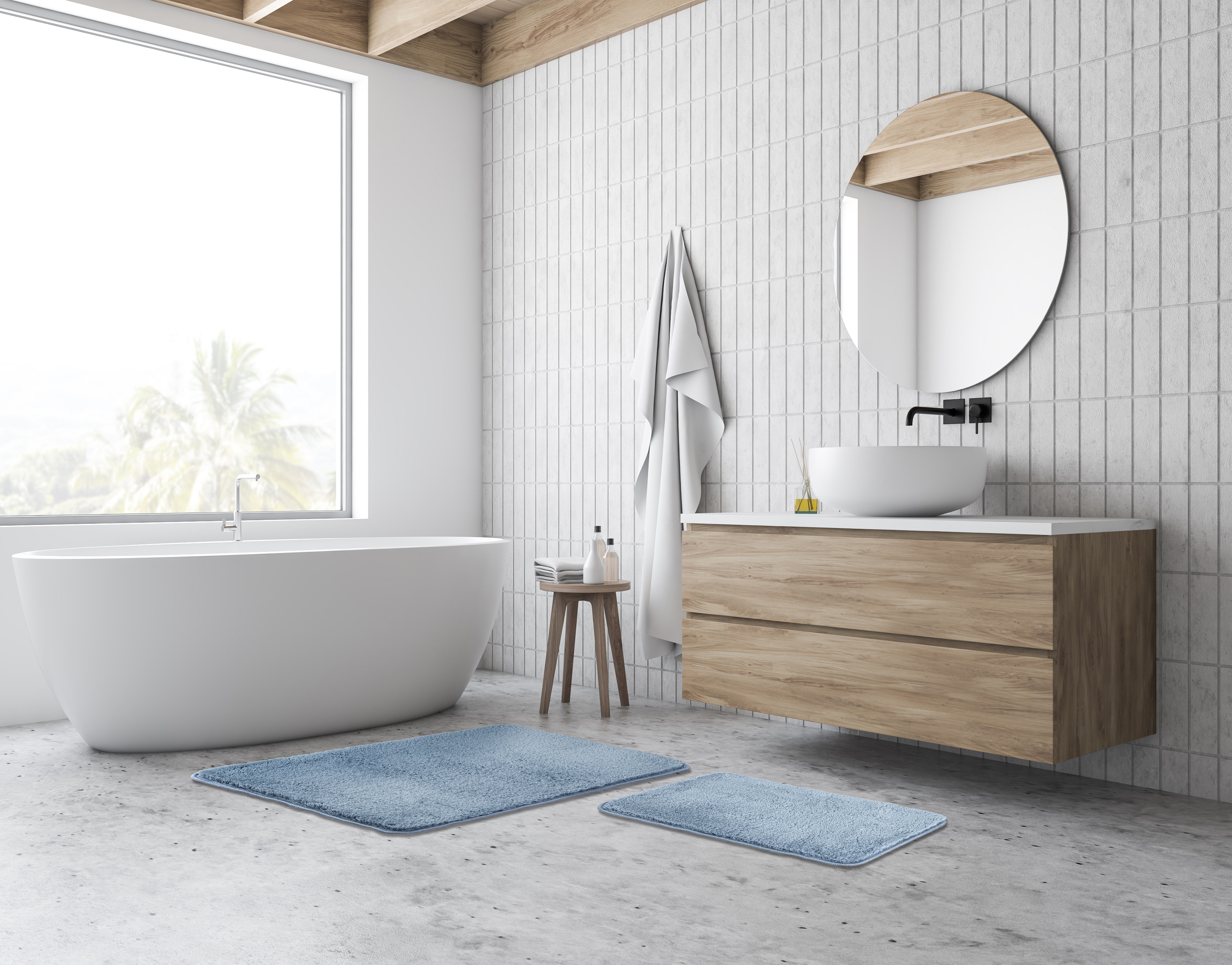 Mercer41 Dailen 2PC High Pile Mat Set Blue - Wayfair Canada